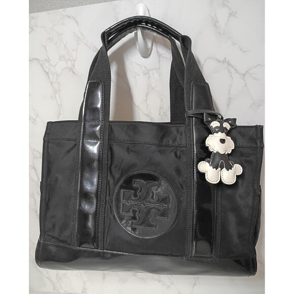 Tory Burch | Bags | Tory Burch Ella Large Black Nylon Patent Leather ...